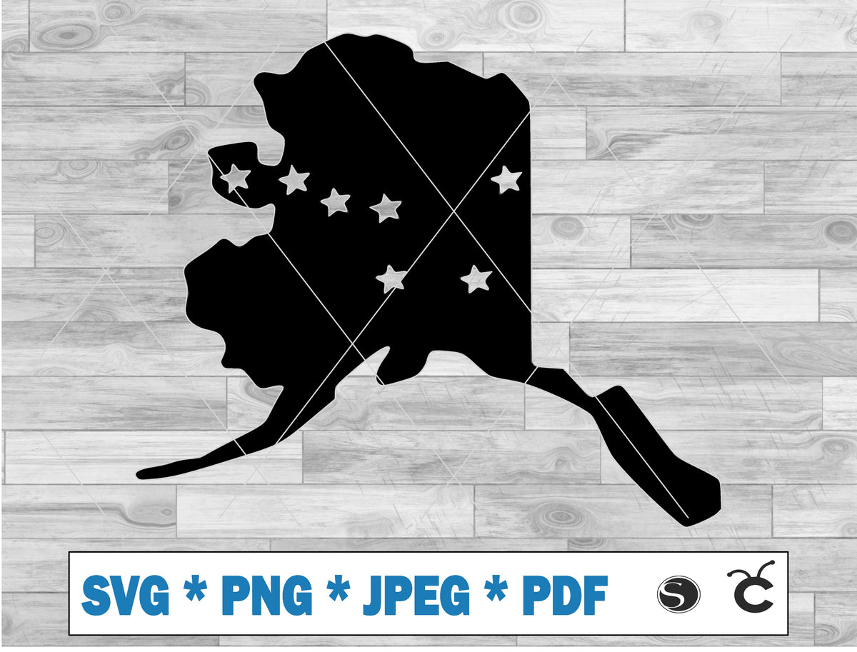 Alaska map with stars - SVG Cutting File - Digital Download – Jendo Design